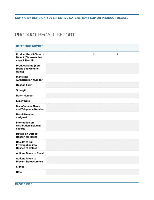 SOP For Product Recall | PDF | Recalls | Consumer Issues