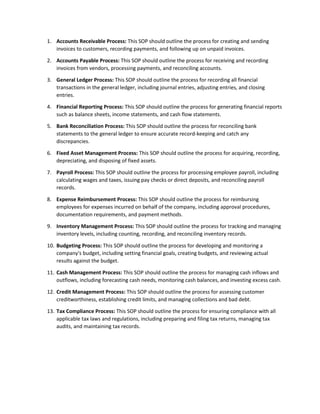 SOP Outlines.docx | Business Accounting & Finance | Business