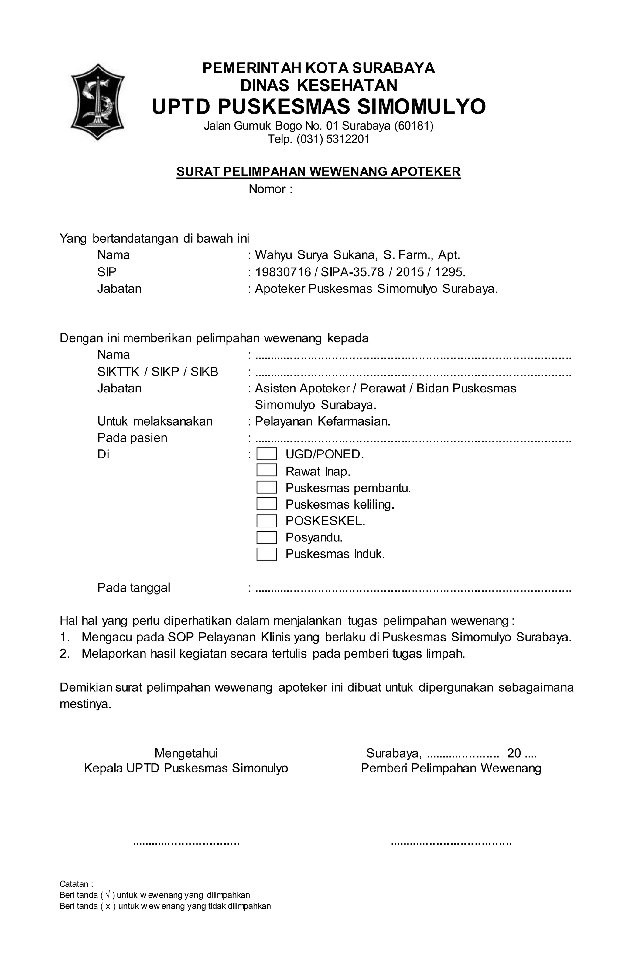 Sop pelimpahan wewenang apoteker (2) | DOCX