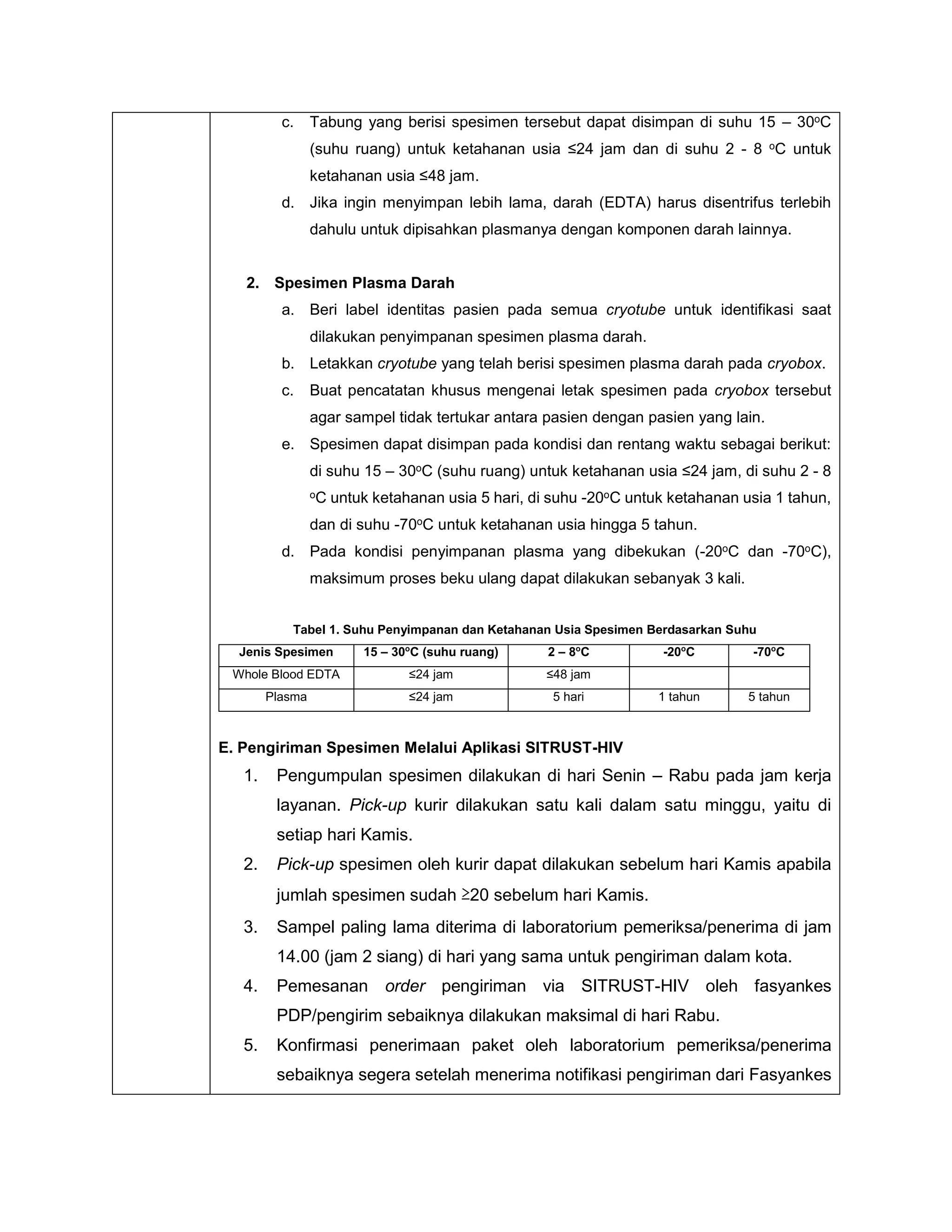 SOP Pengambilan, Pengemasan, Penyimpanan dan Pengiriman Spesimen Viral Load (VL) HIV di ...