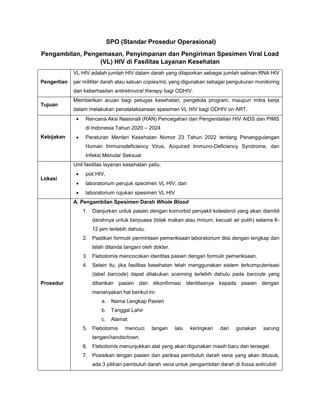 SOP Pengambilan, Pengemasan, Penyimpanan dan Pengiriman Spesimen Viral Load (VL) HIV di ...