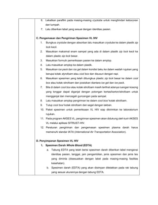 SOP Pengambilan, Pengemasan, Penyimpanan dan Pengiriman Spesimen Viral Load (VL) HIV di ...