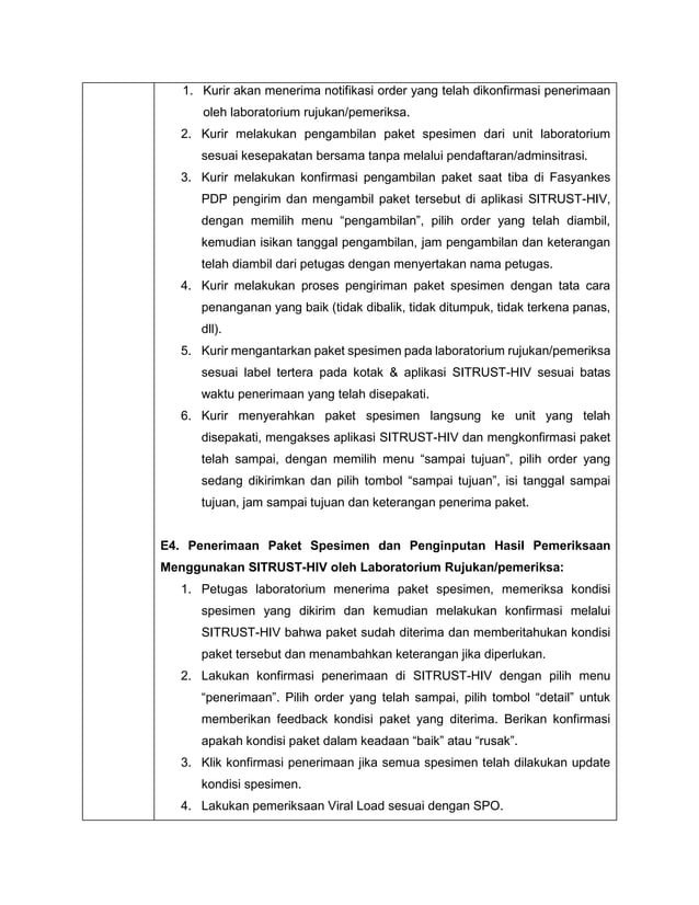 SOP Pengambilan, Pengemasan, Penyimpanan dan Pengiriman Spesimen Viral Load (VL) HIV di ...