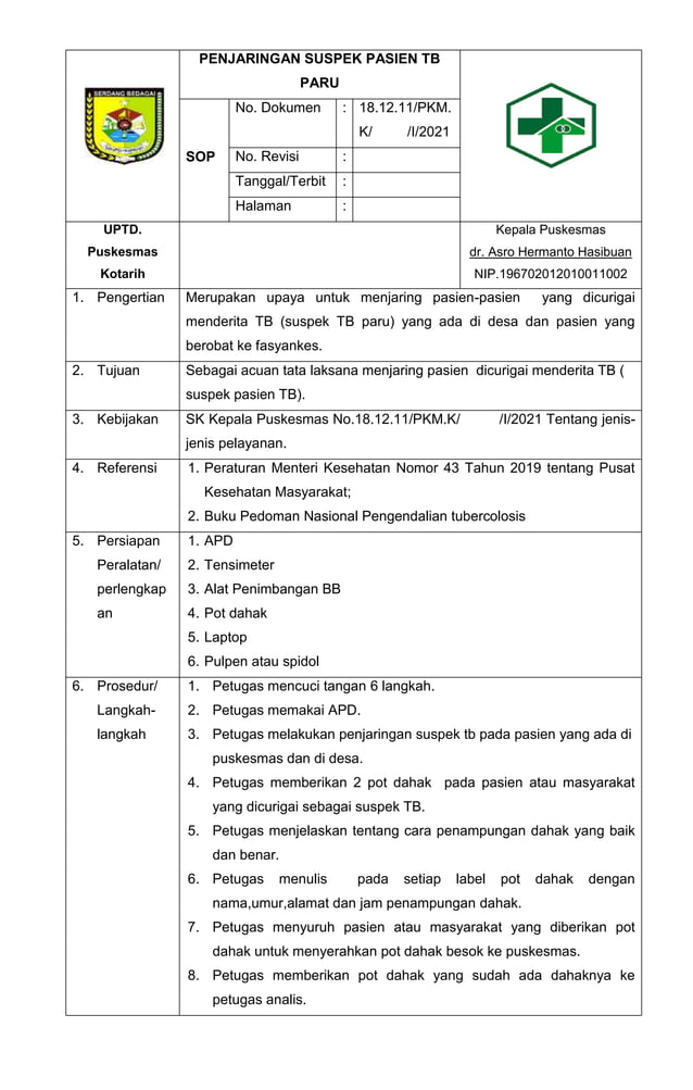 SOP penjaringan Pasien TB.docx