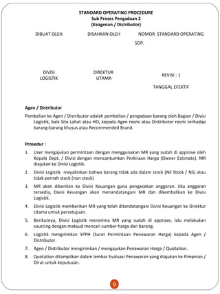 Sop & plan logistics final | PPT
