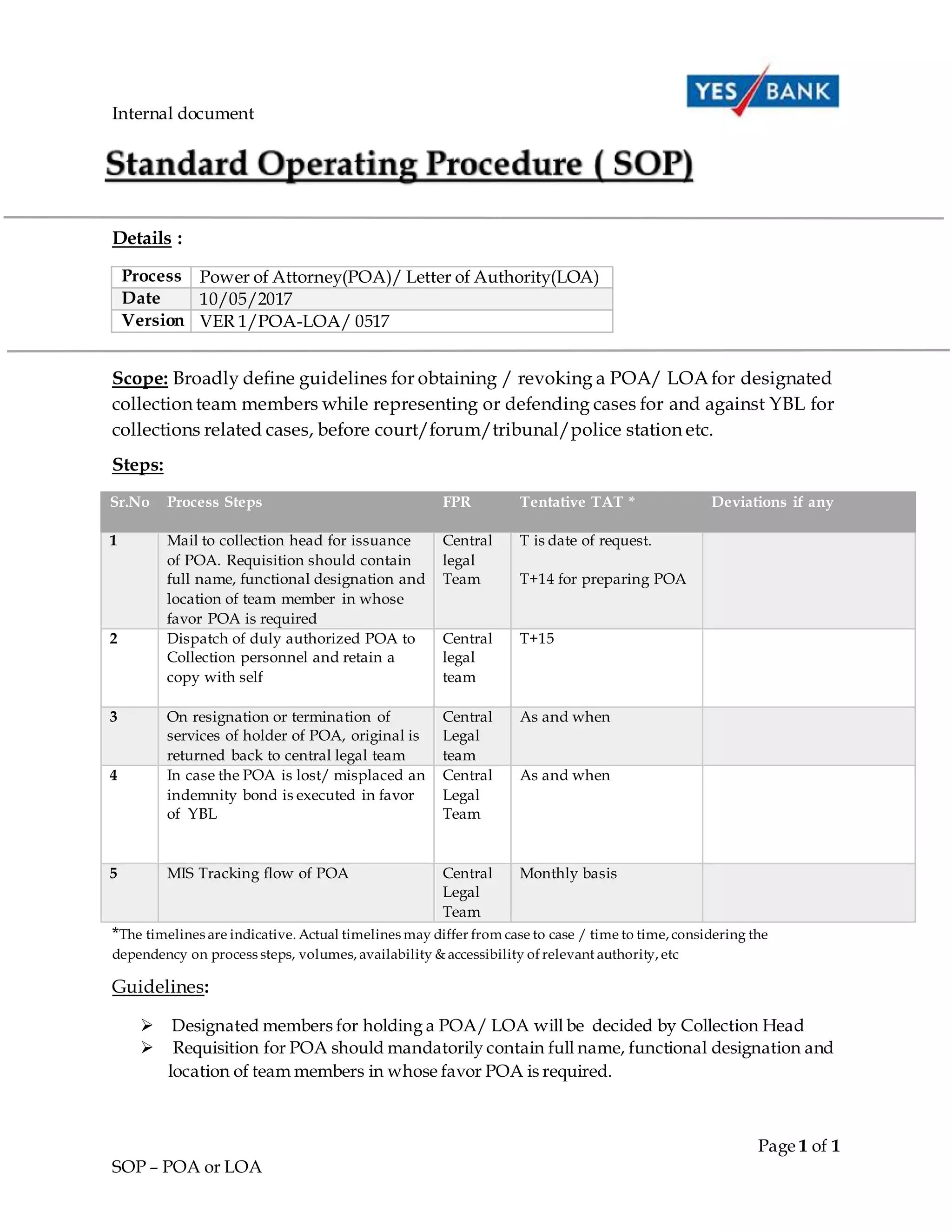 SOP POA or Letter of Authority | DOCX