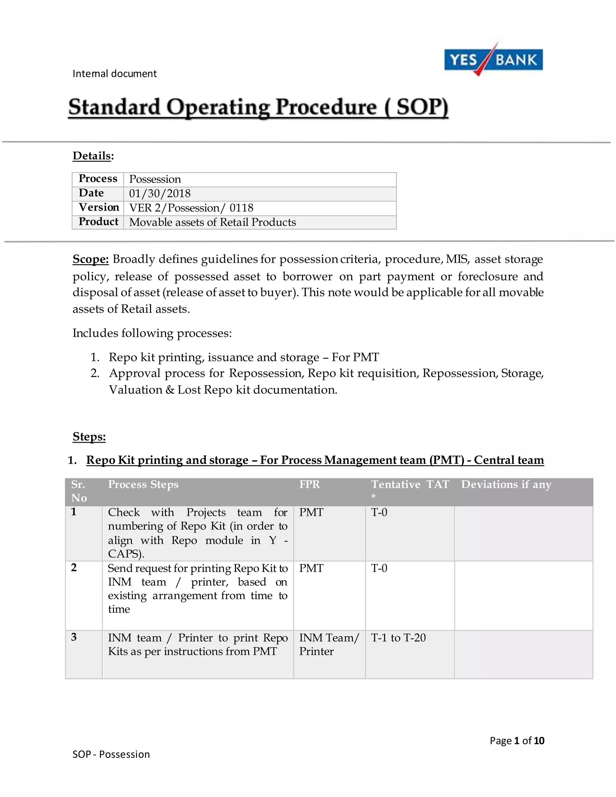 SOP Possession Version 2 | PDF