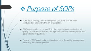 SOP standard operating procedure presentation | PPTX