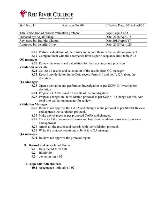 Sop Process Validation Protocol Execution Pdf 2590