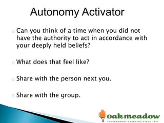 Free, Online Scale of Student Autonomy | PPTX