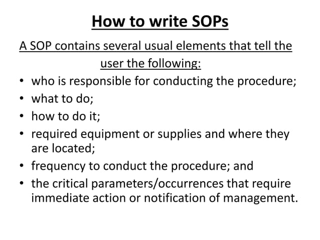 SOPs | PPT