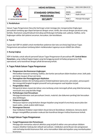 SOP SECURITY DI PERUSAHAAN STONE CRUSHER | DOCX