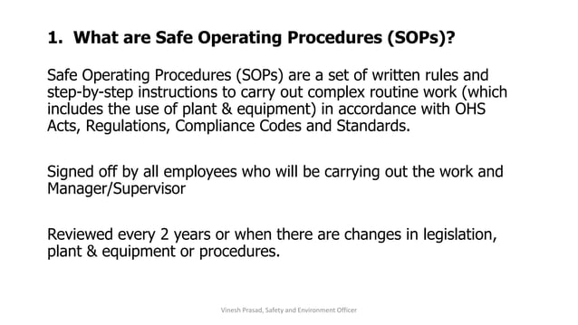 Example of Safe Operating Procedure | PPT