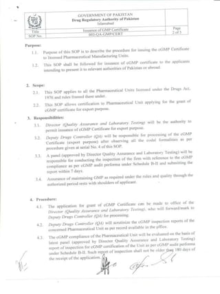 SOPs for GMP Certificate | PPTX