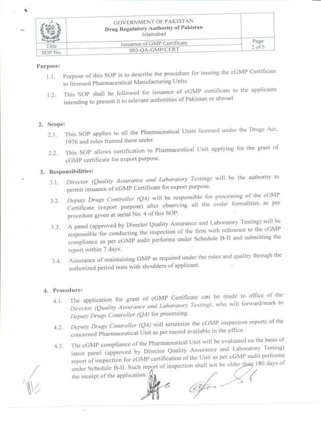 SOPs for GMP Certificate | PPTX