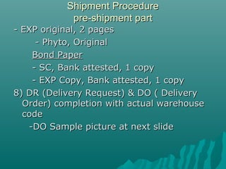 Shipment mechanism export | PPT