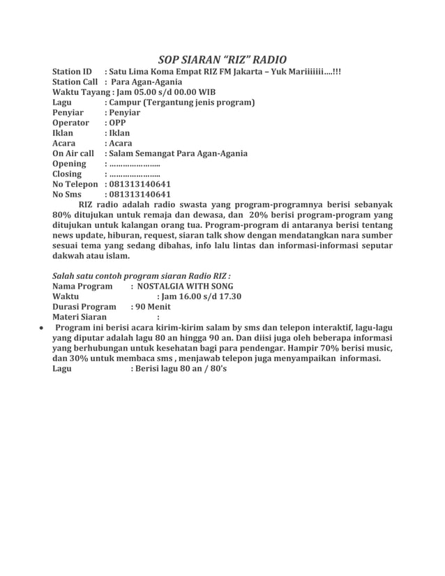 Sop siaran | DOCX