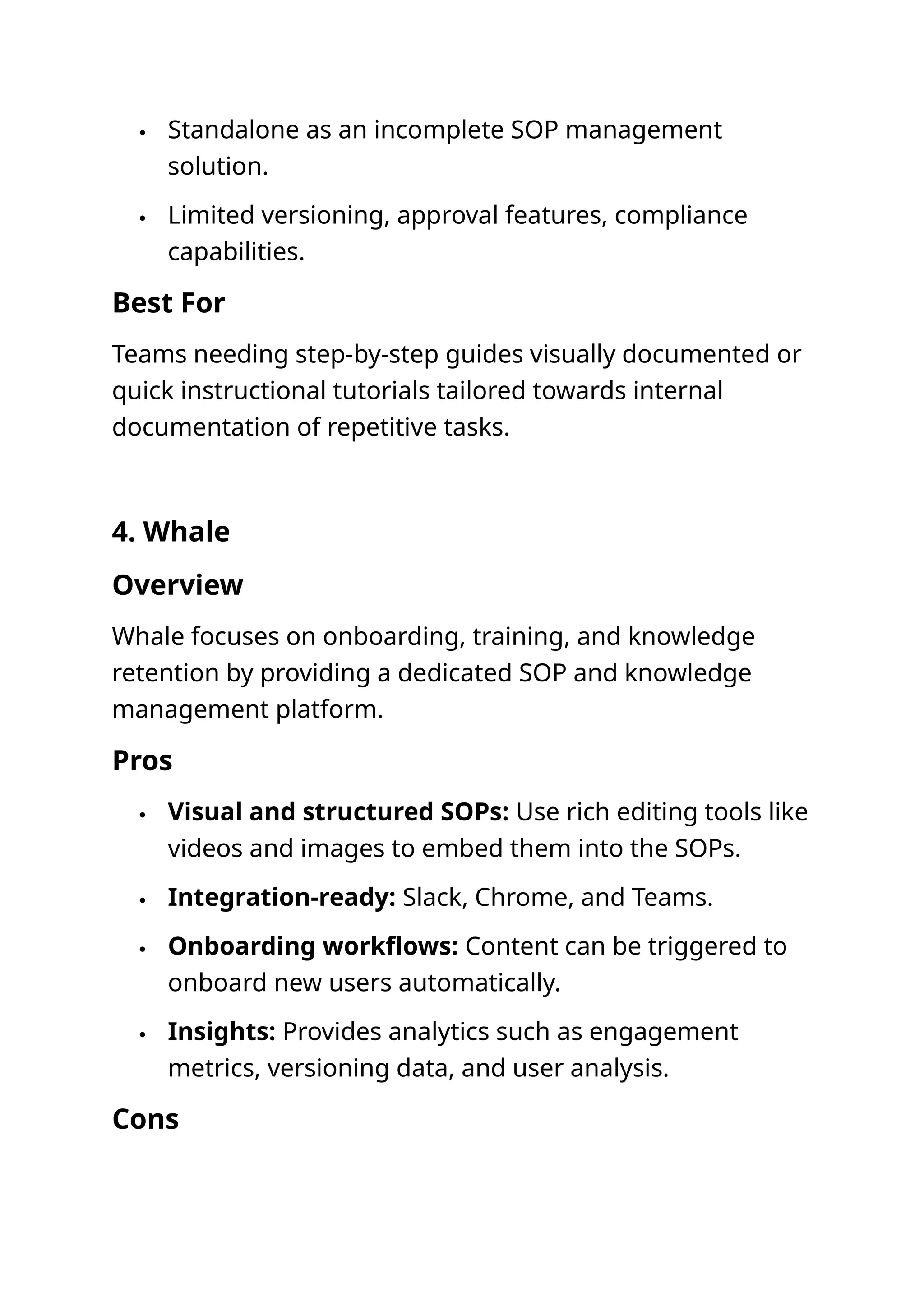 SOP Software Comparison: SharePoint, Trainual, Scribe and Whale | DOCX