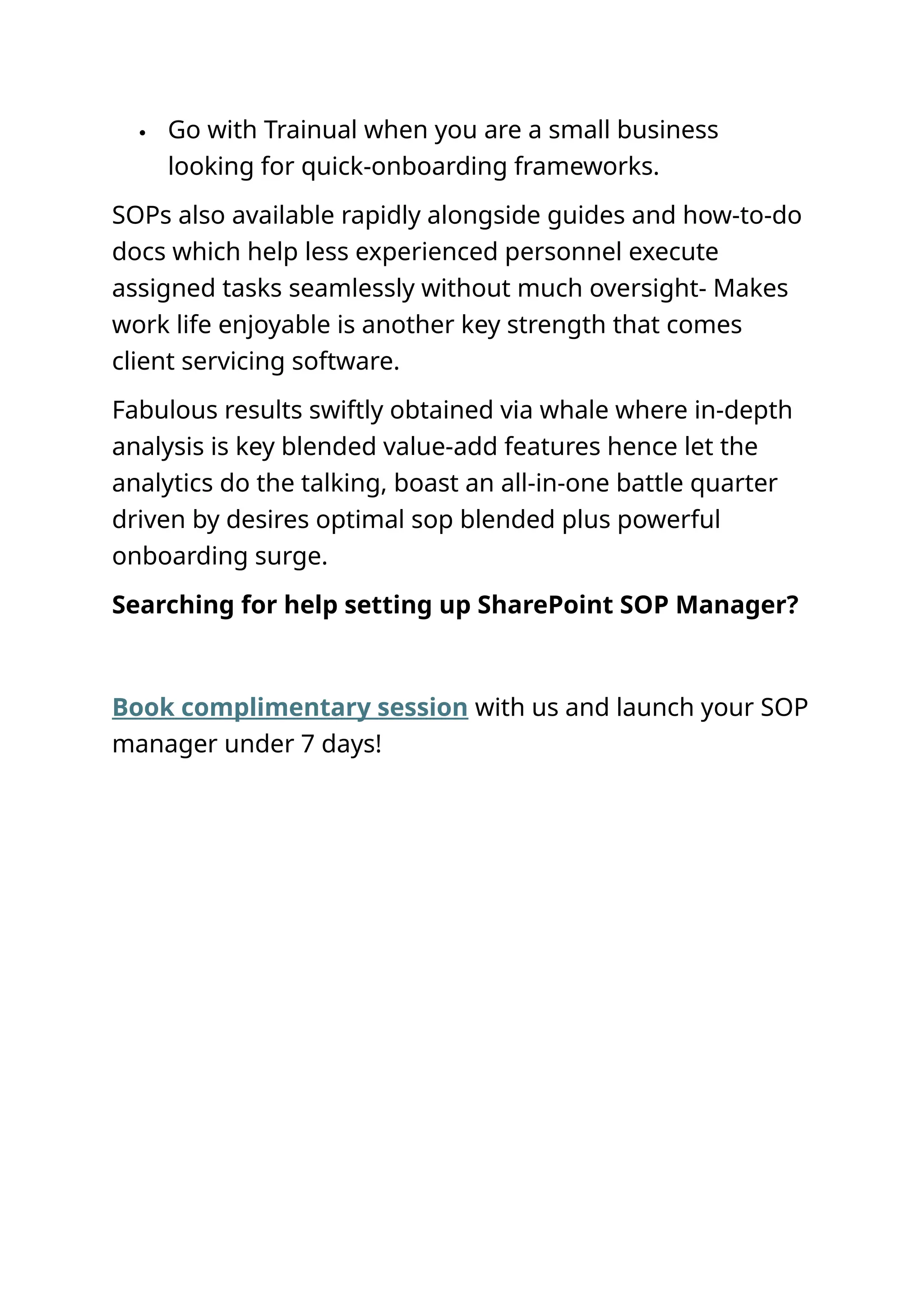 SOP Software Comparison: SharePoint, Trainual, Scribe and Whale | DOCX