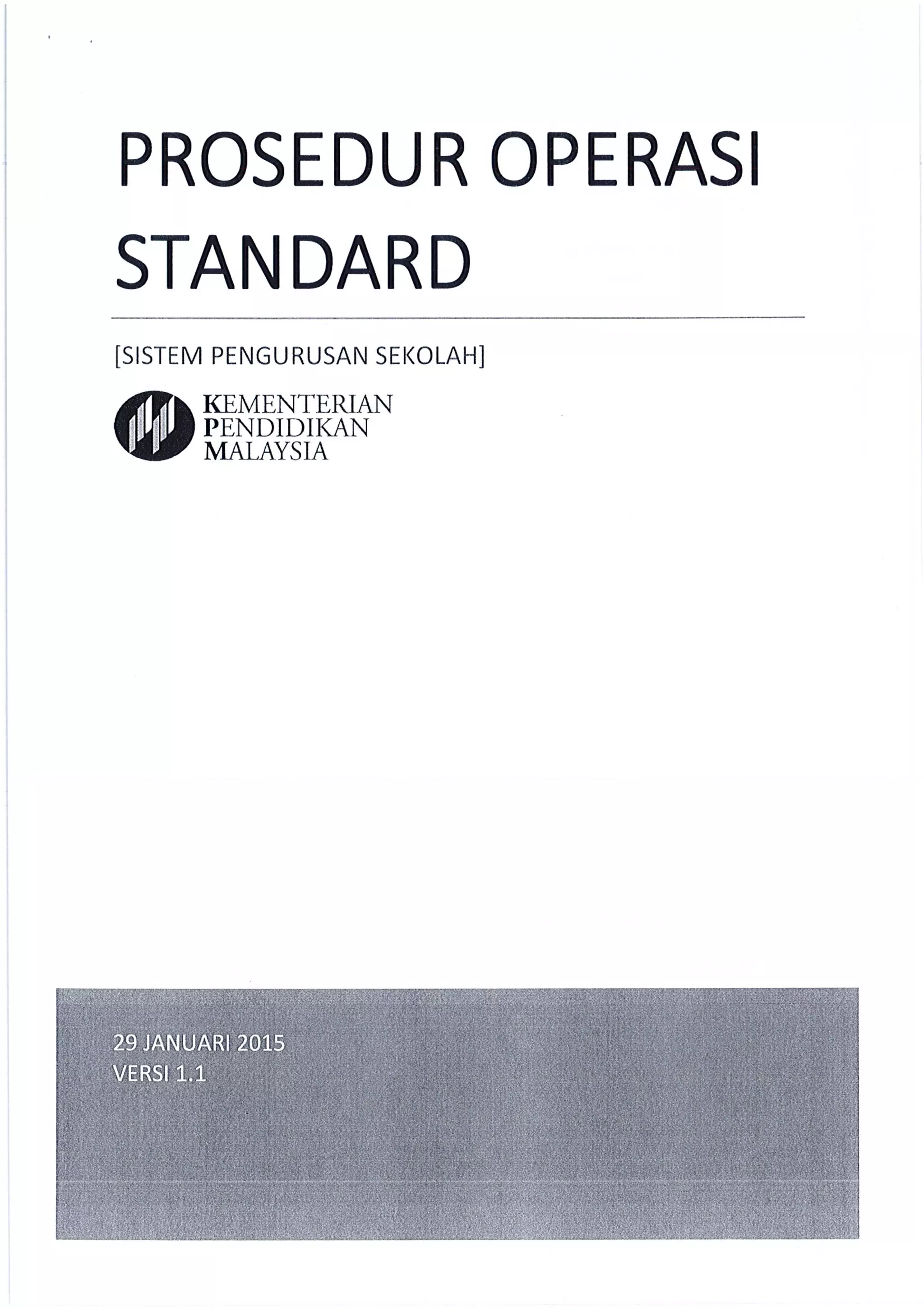 PROSEDUR OPERASI STANDARD SISTEM PENGURUSAN SEKOLAH | PDF