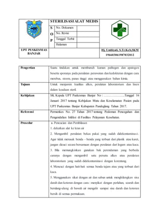 Sop Sterilisasi Alat Medis - Homecare24