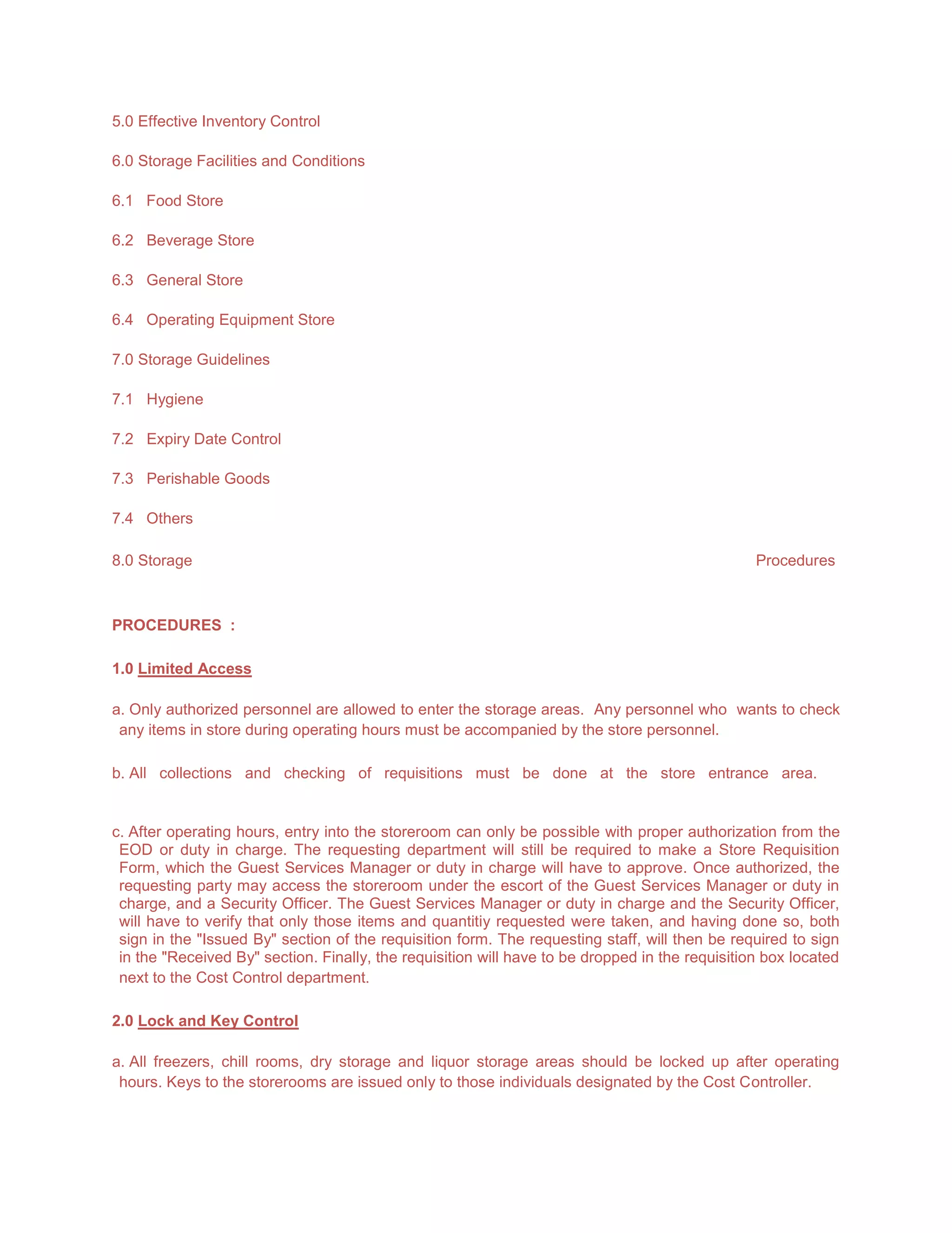 Sop stores[1] | DOCX