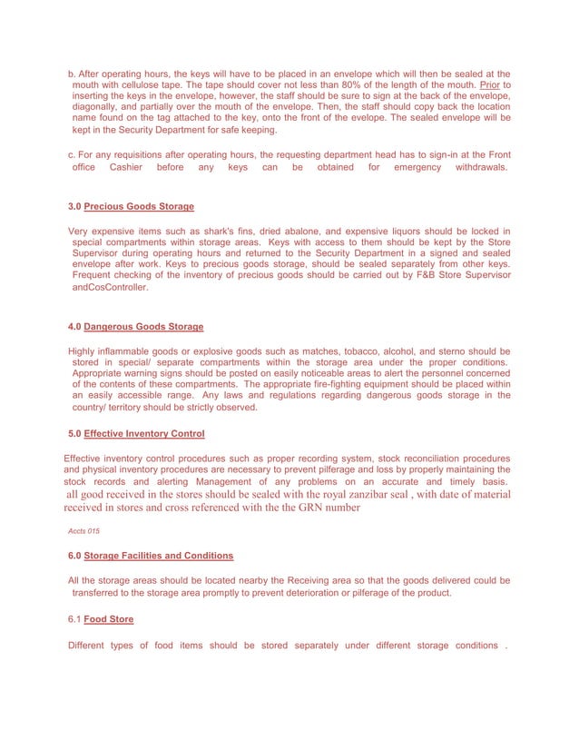 Sop stores[1] | DOCX