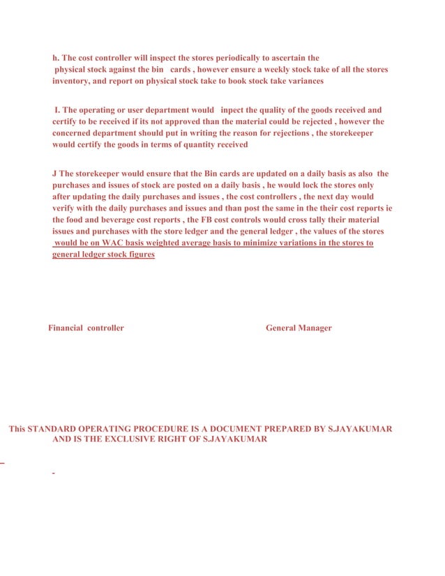 Sop stores[1] | DOCX