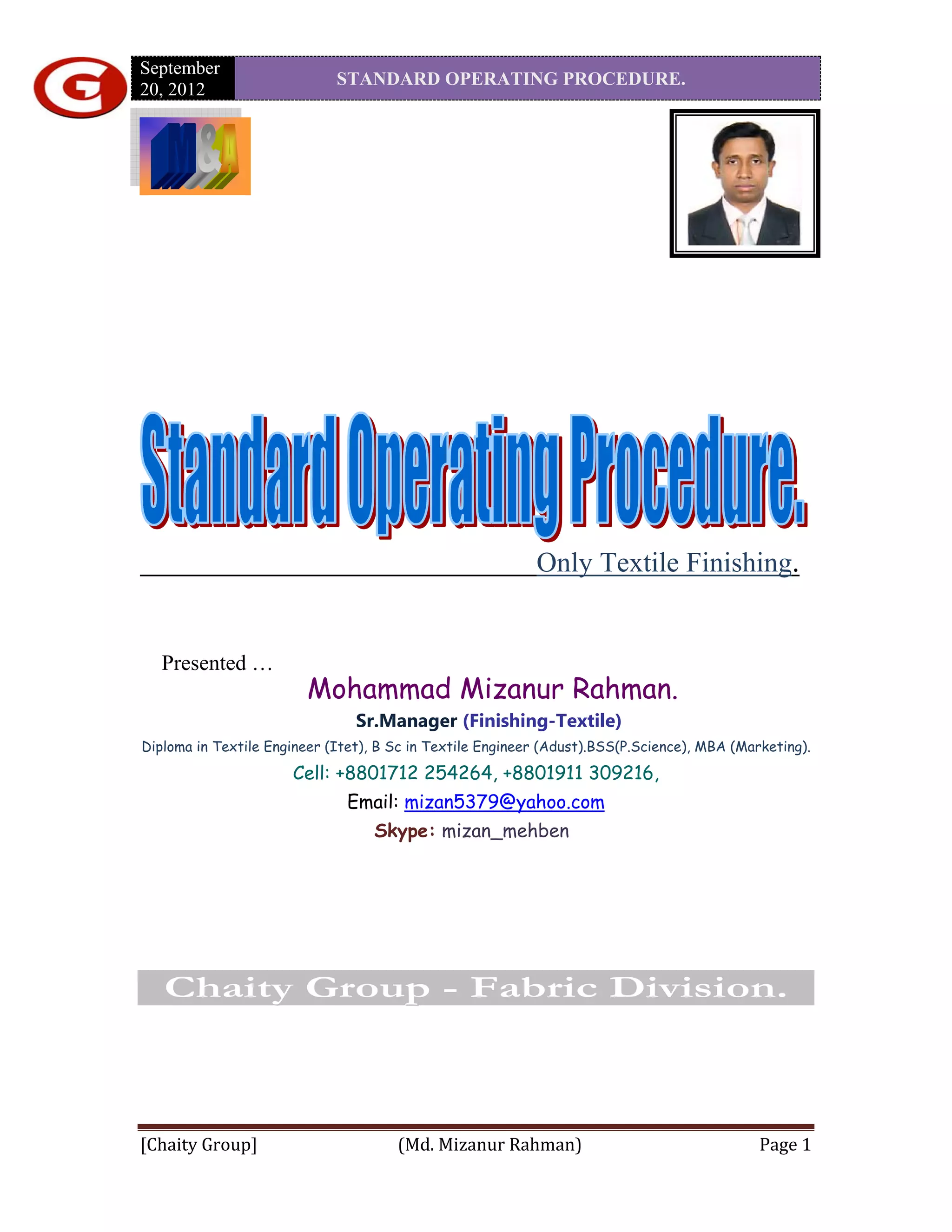 Sop (textile finishing) | PDF