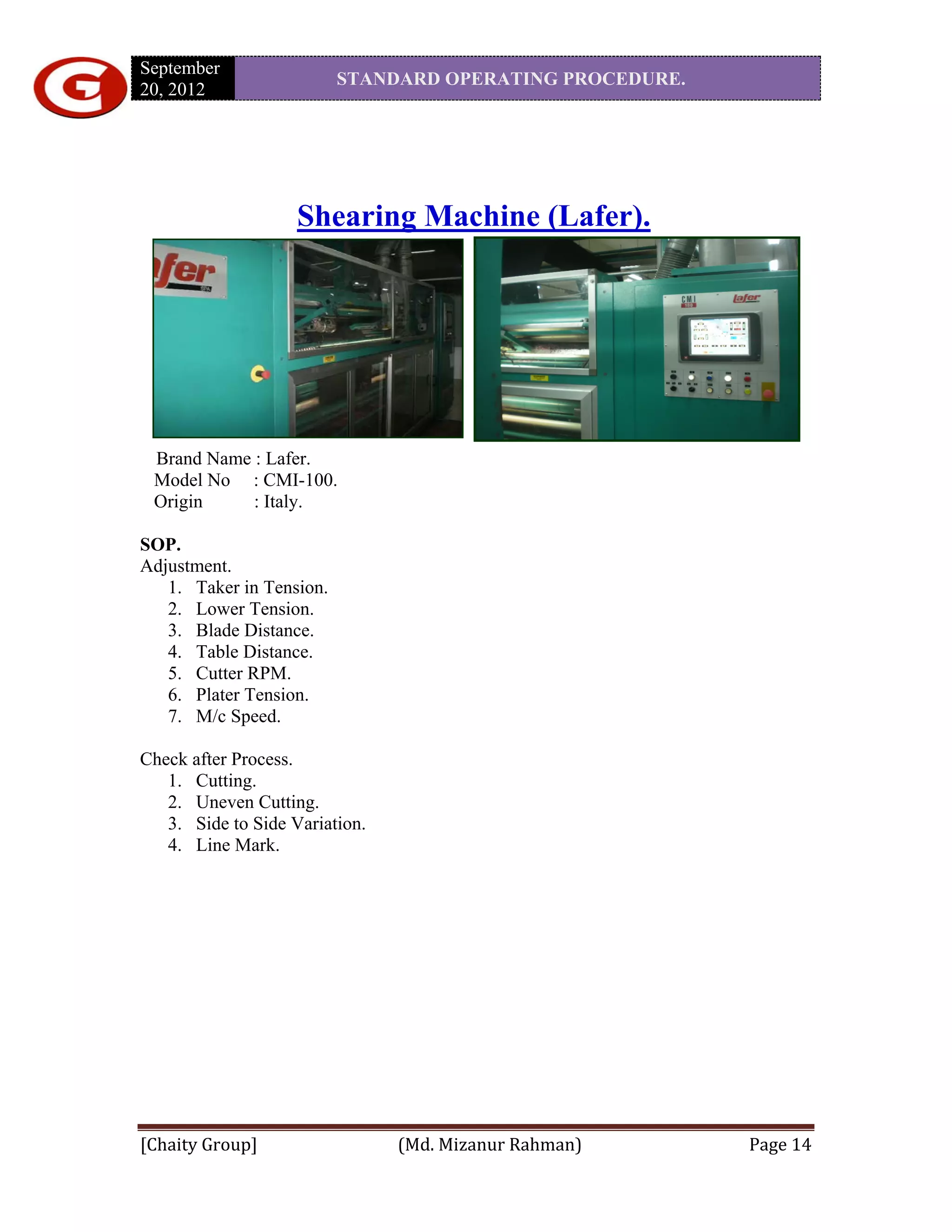 Sop (textile finishing) | PDF