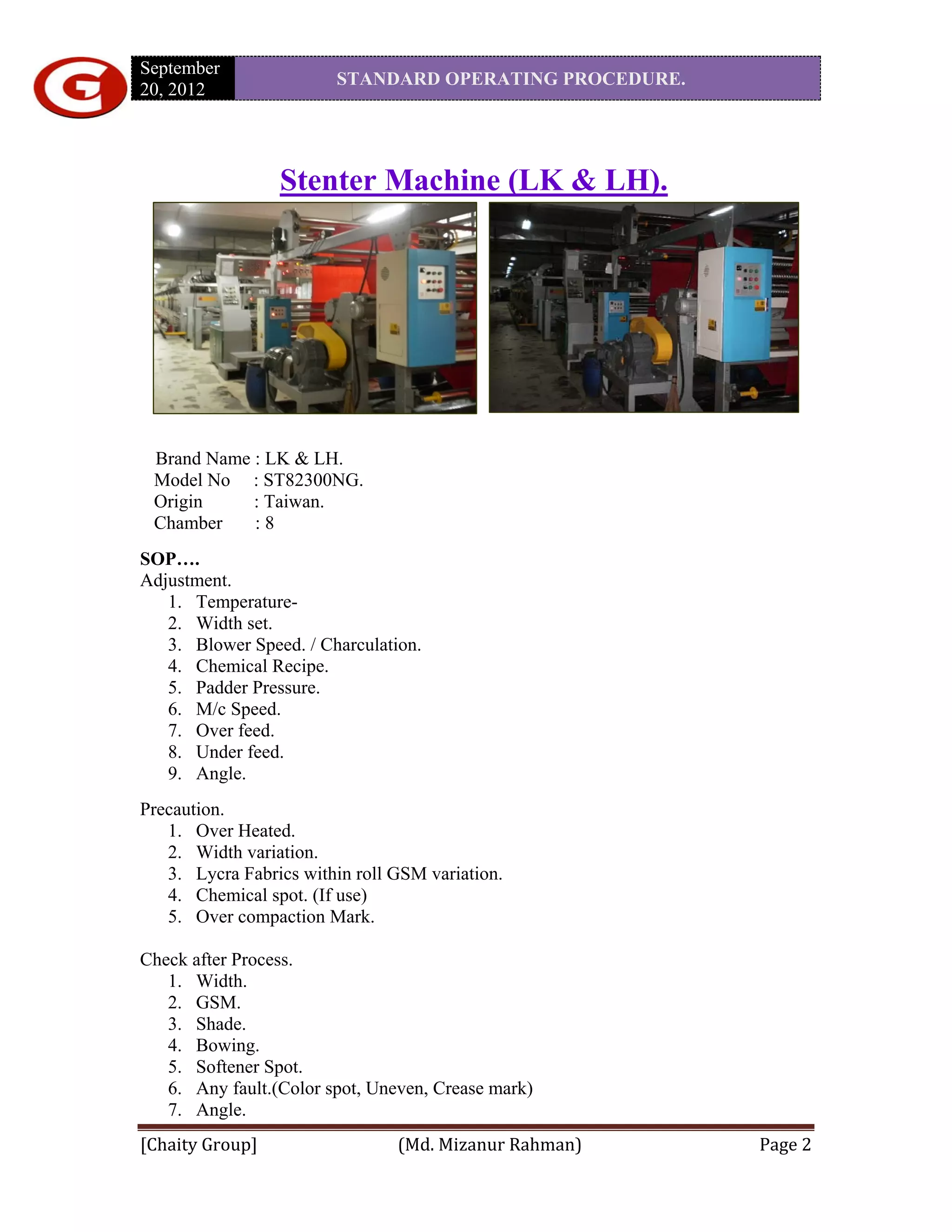 Sop (textile finishing) | PDF