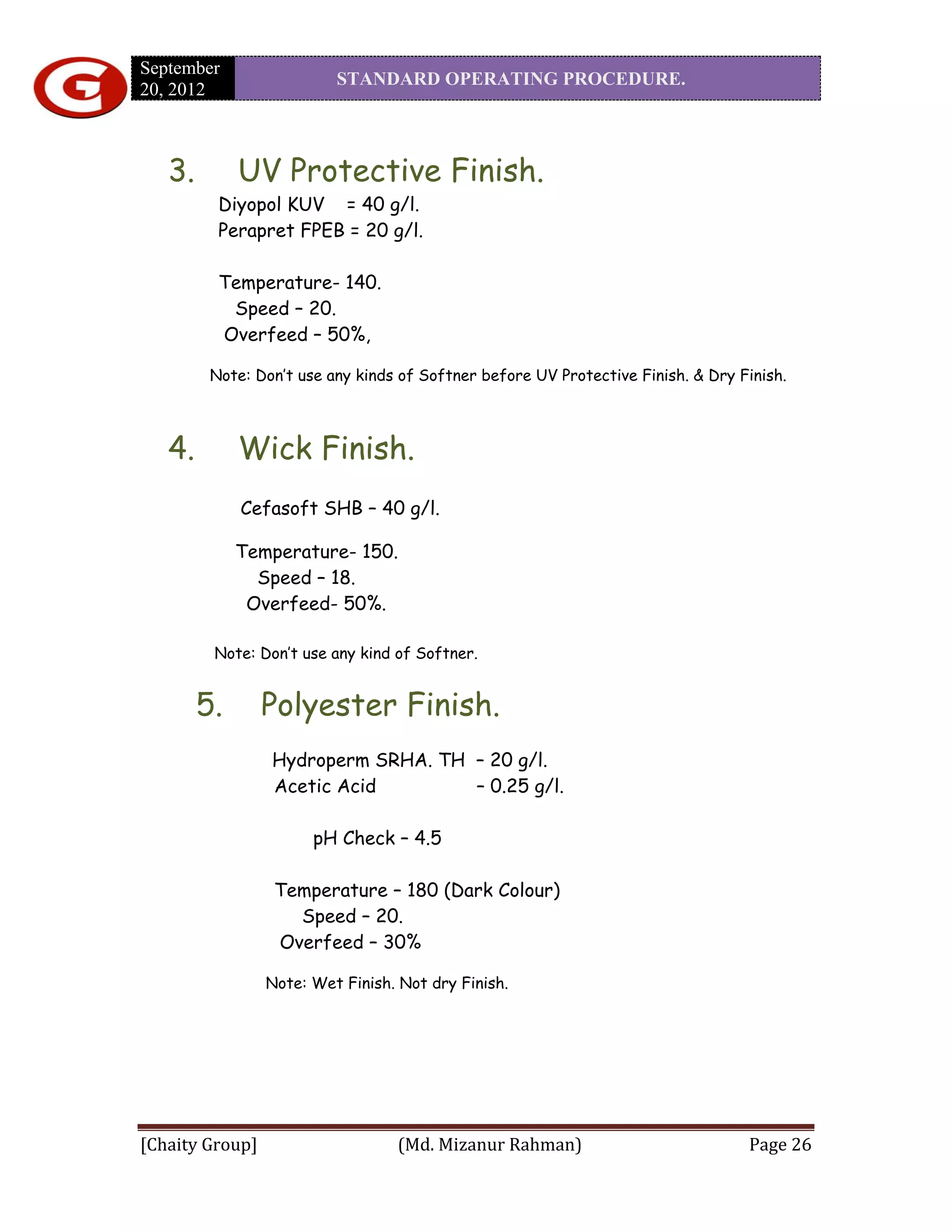 Sop (textile finishing) | PDF