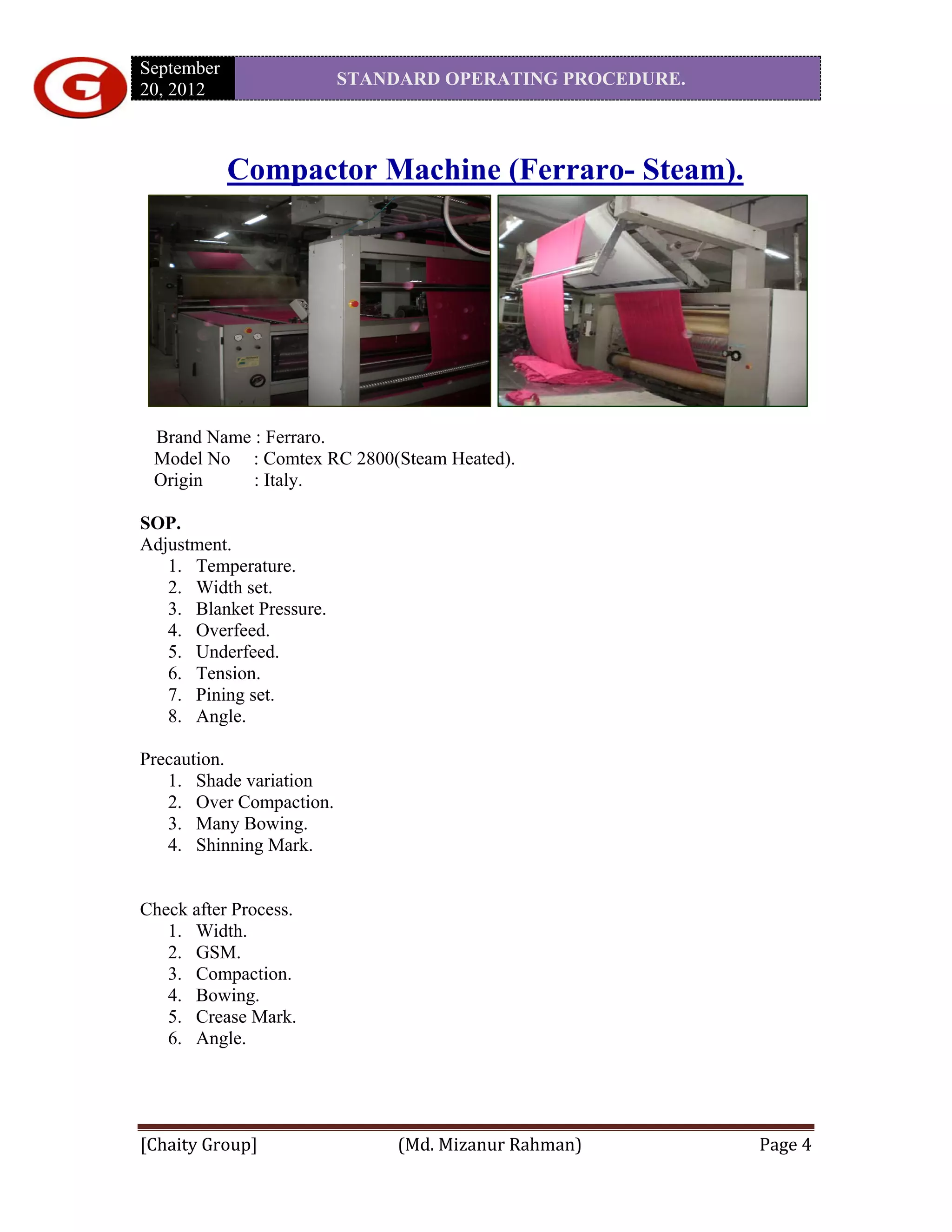 Sop (textile finishing) | PDF
