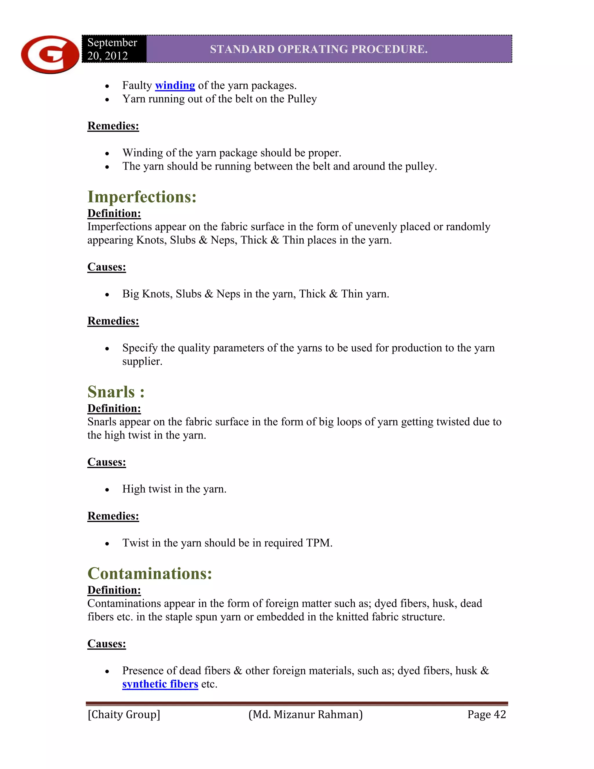 Sop (textile finishing) | PDF