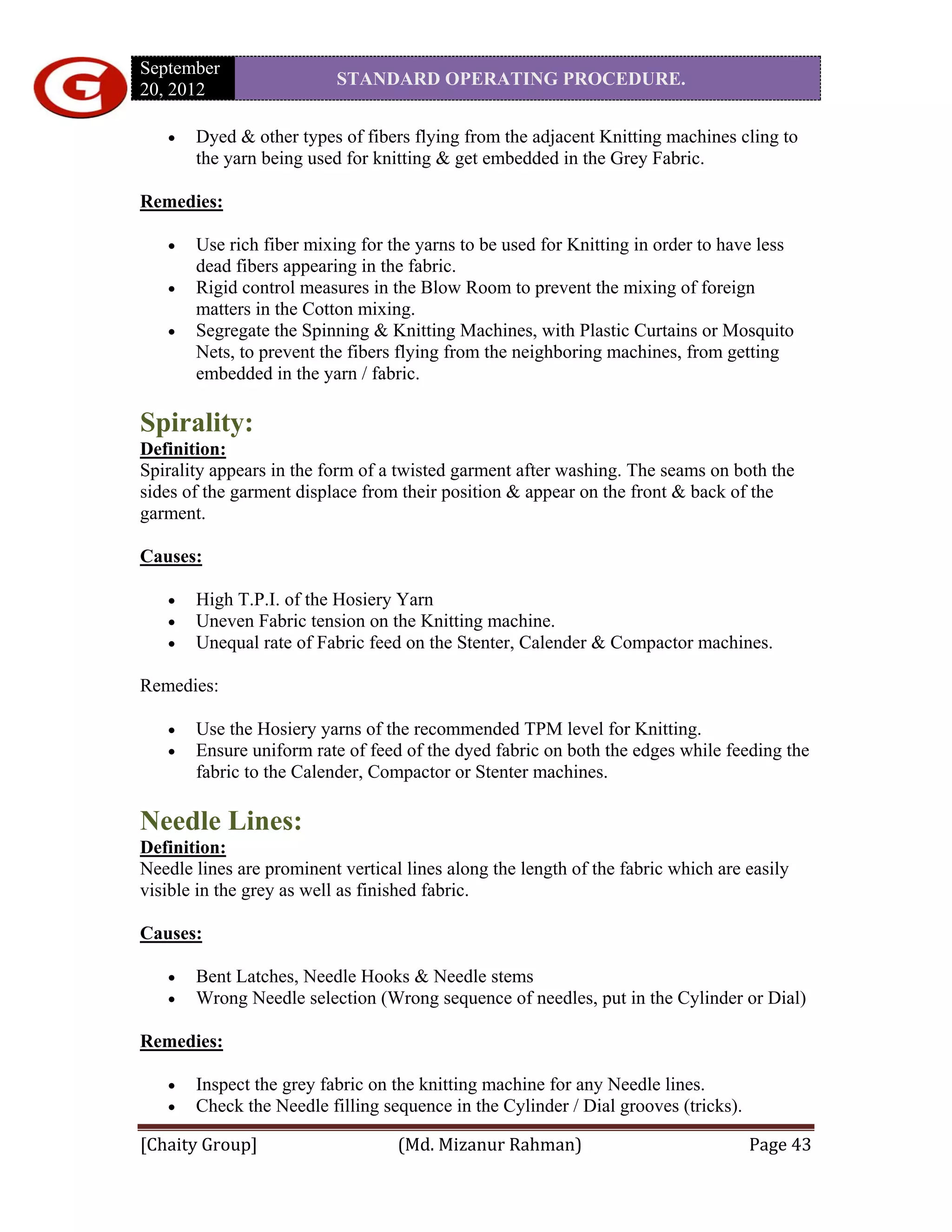 Sop (textile finishing) | PDF