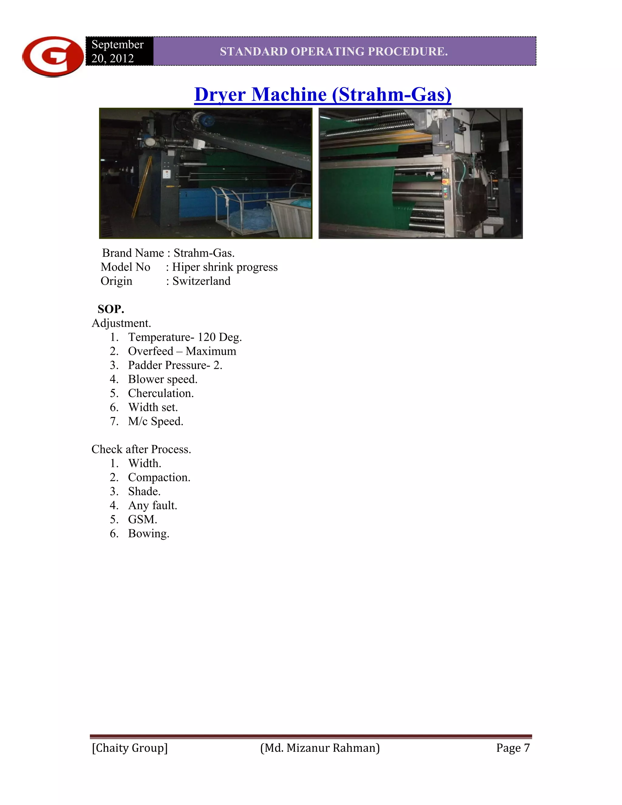 Sop (textile finishing) | PDF