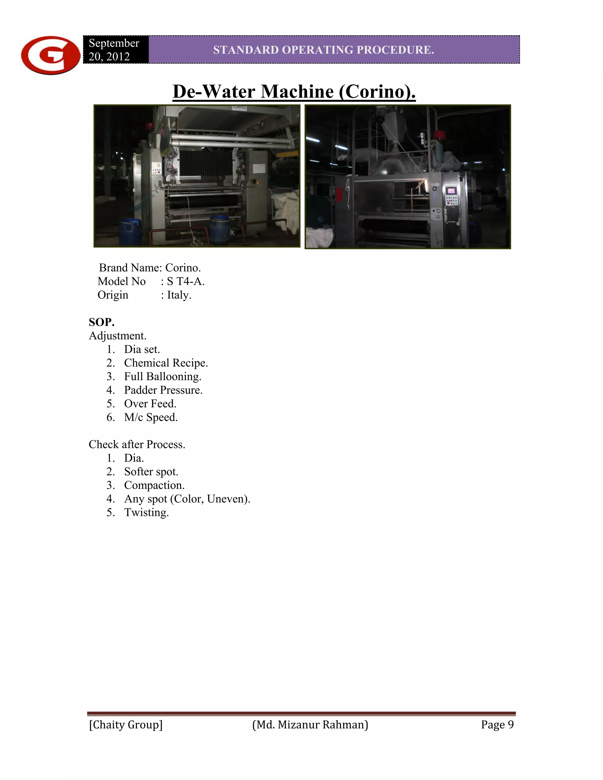 Sop (textile finishing) | PDF