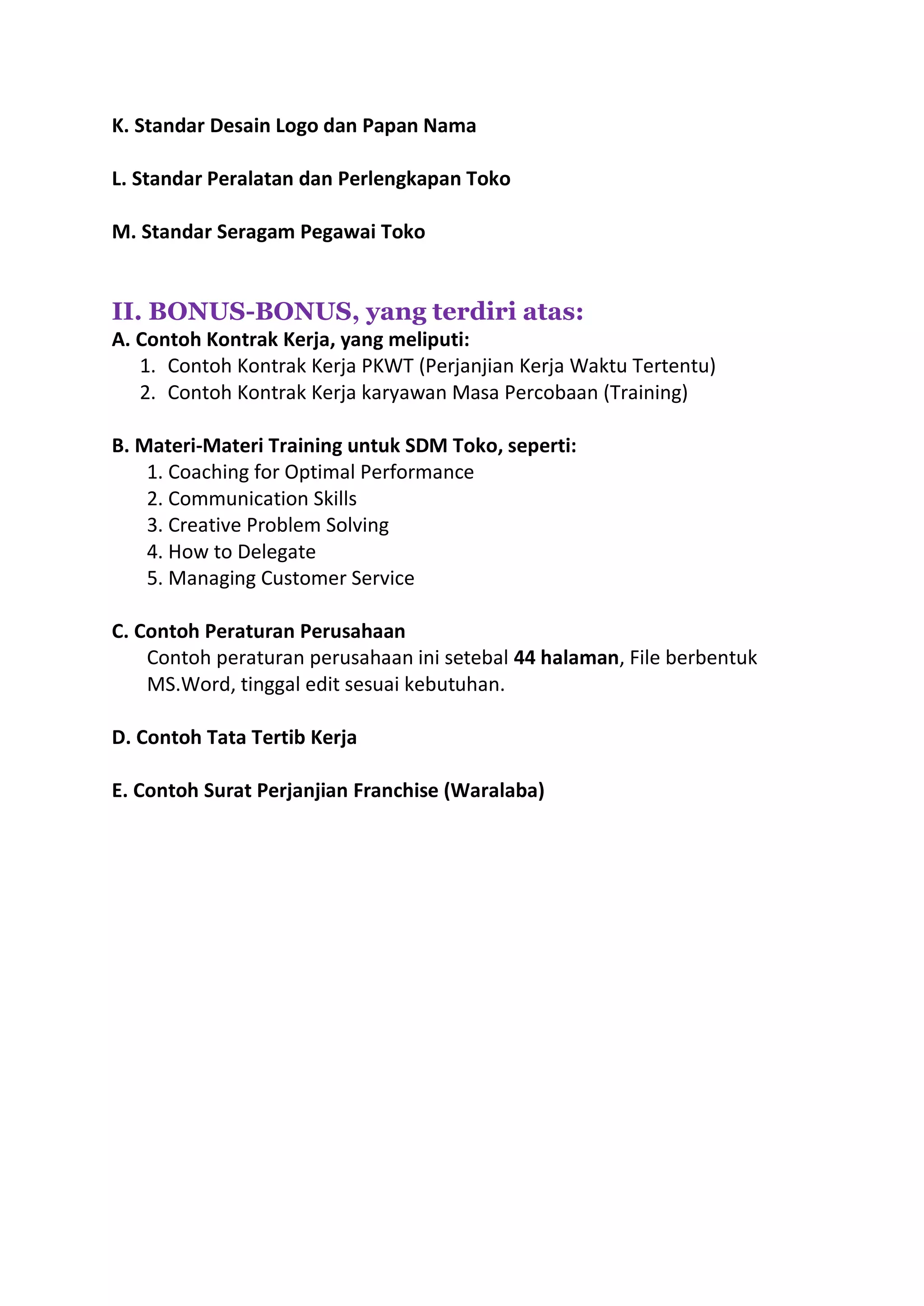 SOP Toko minimarket / SOP Toko Retail Modern Lengkap | PDF