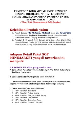 SOP Toko minimarket / SOP Toko Retail Modern Lengkap | PDF
