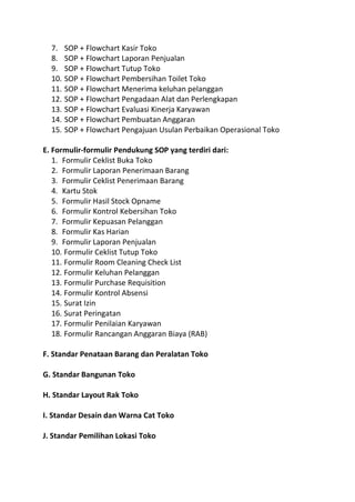 SOP Toko minimarket / SOP Toko Retail Modern Lengkap | PDF
