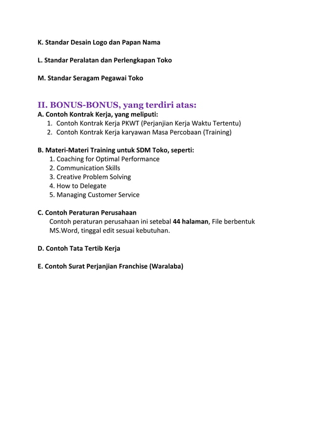 SOP Toko minimarket / SOP Toko Retail Modern Lengkap | PDF