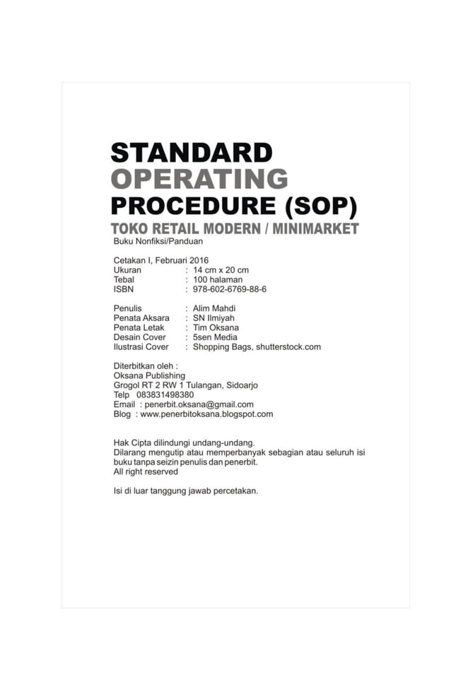 SOP TOKO MODERN / MINIMARKET | PDF