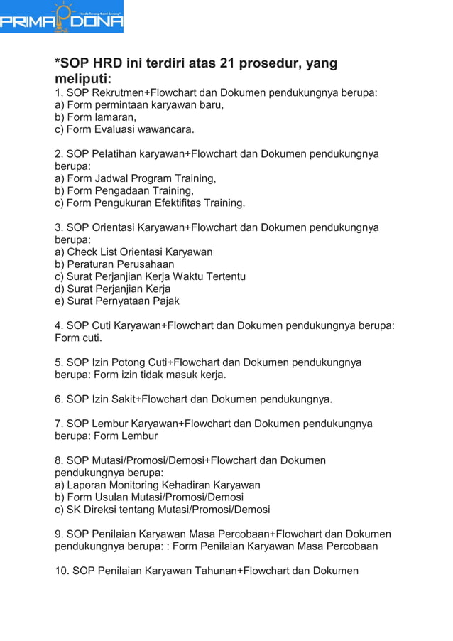 Sop untuk departemen hrd | PDF