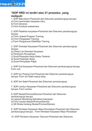 Sop untuk departemen hrd | PDF