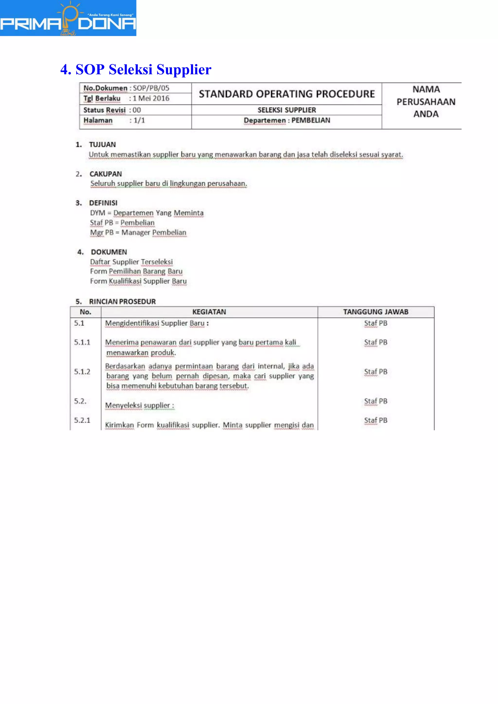 Sop untuk perusahaan | PDF