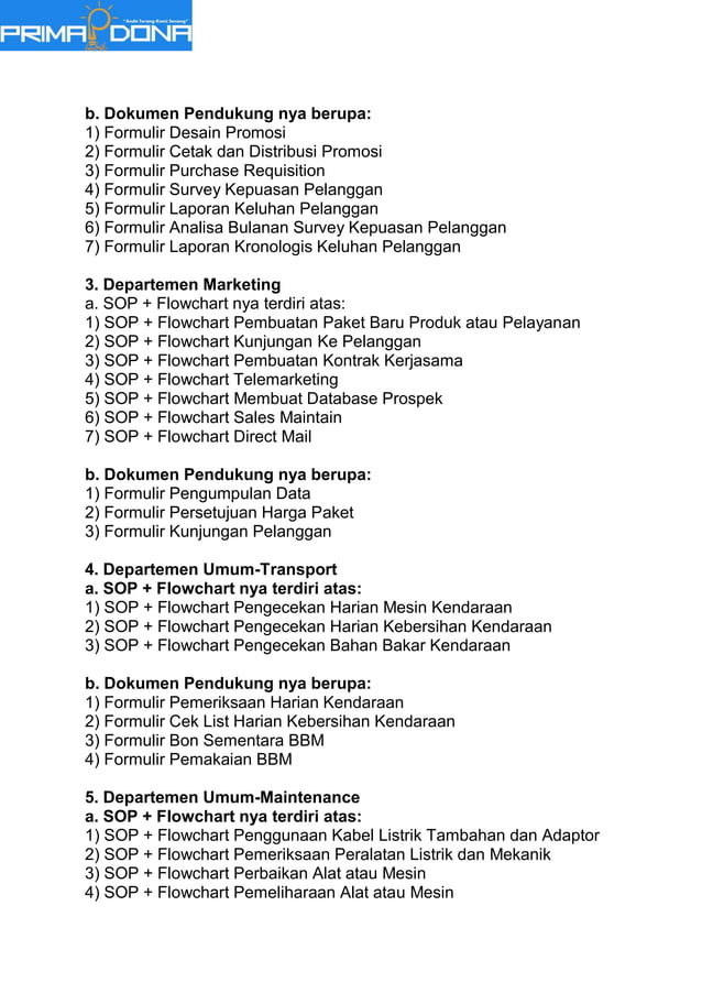 Sop untuk perusahaan | PDF