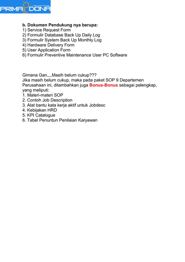 Sop untuk perusahaan | PDF