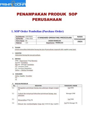 Sop untuk perusahaan | PDF