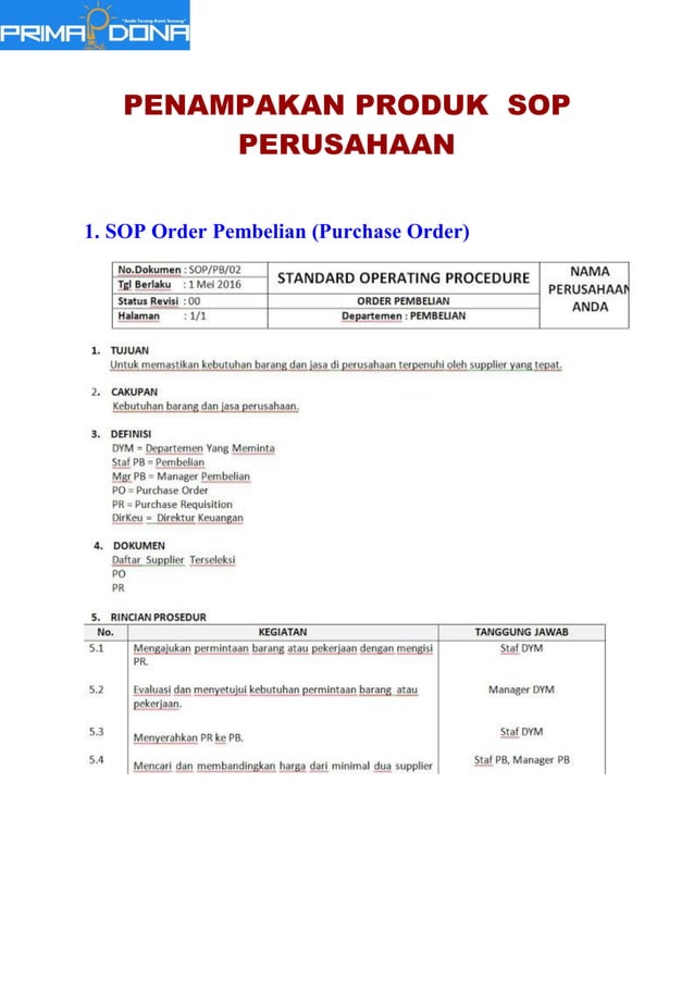 Sop untuk perusahaan | PDF