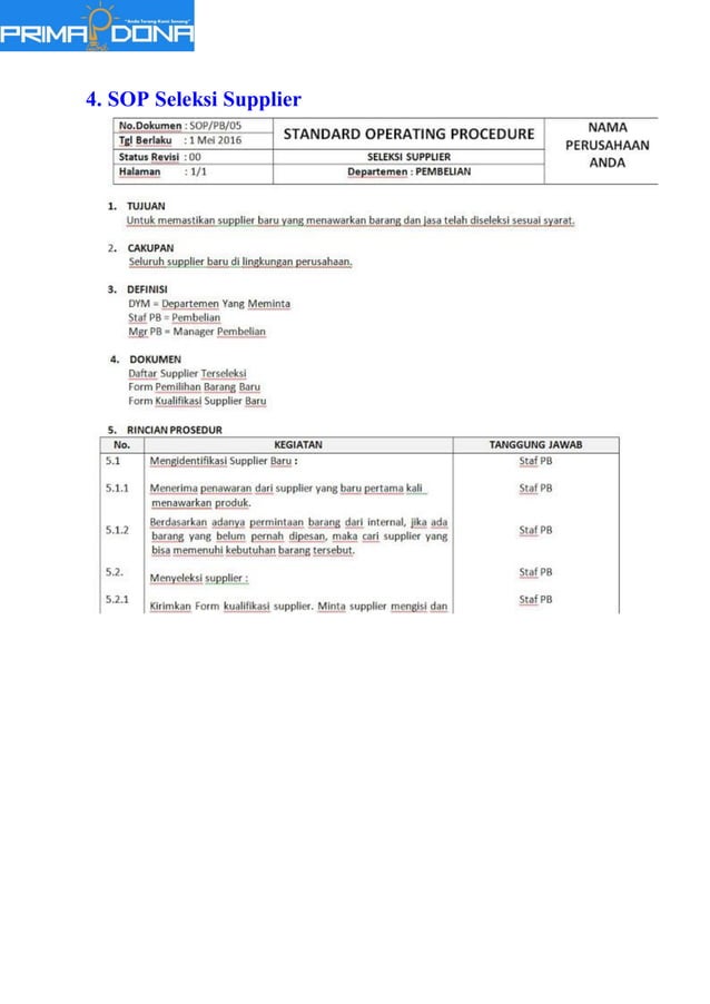 Sop untuk perusahaan | PDF